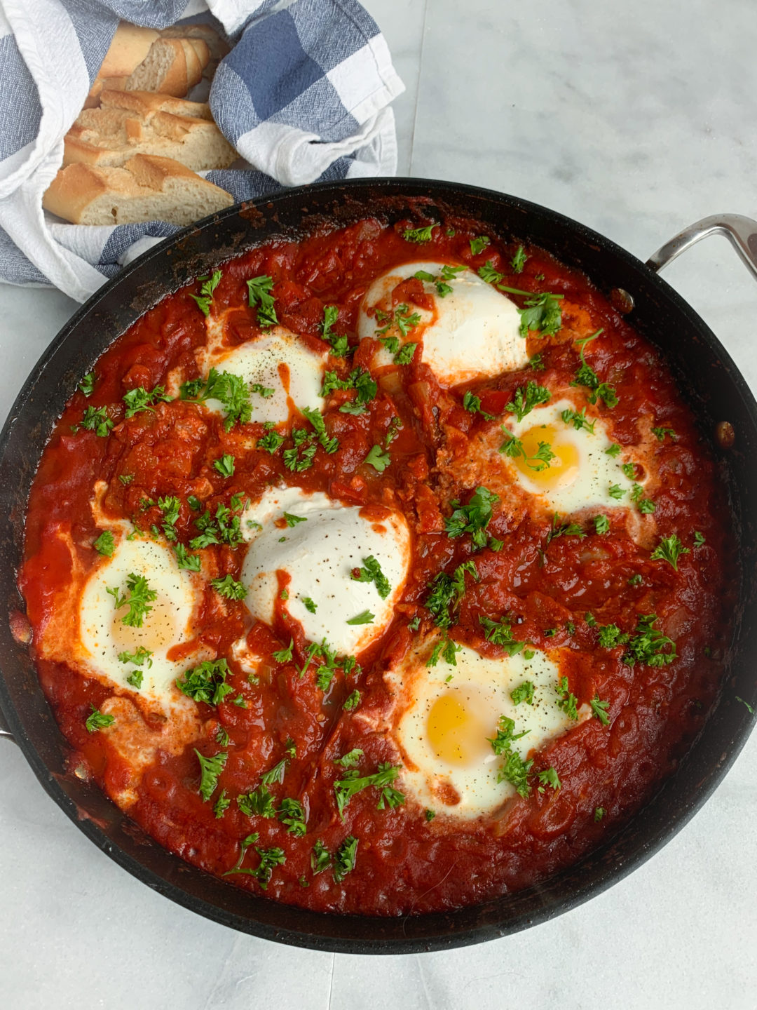 Shakshuka with Harissa and Burrata | Sizzling Mess